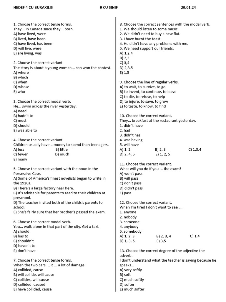 Hedef 9 Cu Sinif Yanvar 2024 | PDF | Spider | Predation