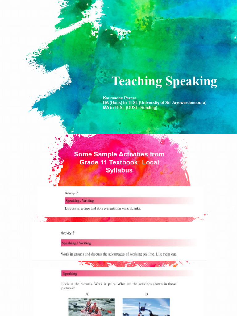 Lesson Planning - Speaking | PDF