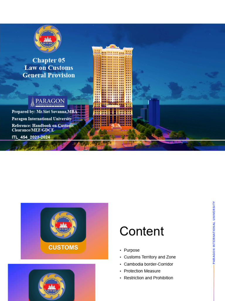 Chapter 05 - General Provision (Law On Customs) | PDF | Customs | Tariff