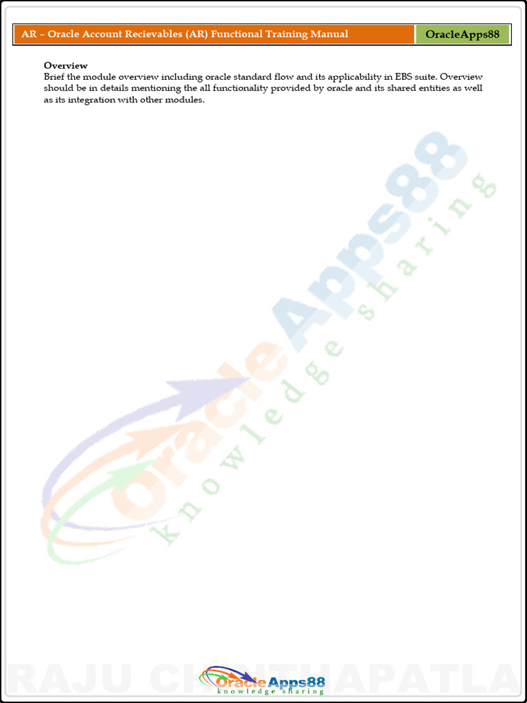 AR - Oracle Account Recievables AR Functional Training Manual | PDF ...