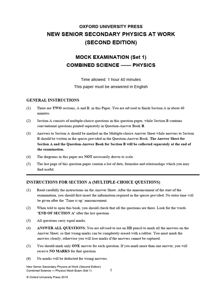 CS (Phy) Mock-A | PDF | Wavelength | Waves