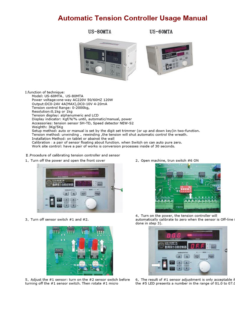 Automatic Tension Controller Usage Manual | PDF | Switch | Sensor
