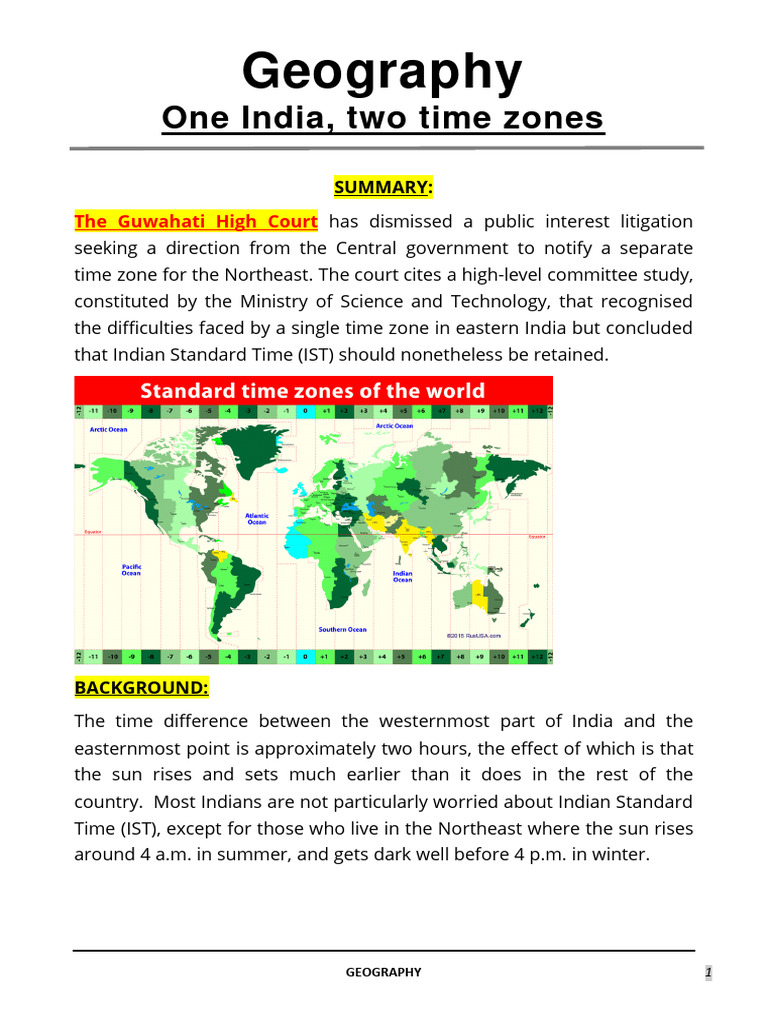 India’s Time Zone Debate: Northeast Issues | PDF | Daylight Saving Time ...