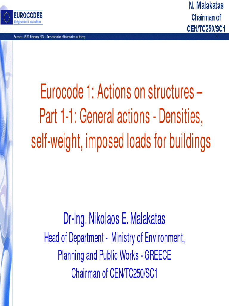 Eurocode 1: Actions On Structures - Part 1-1: General Actions - Densities, Self-Weight, Imposed ...