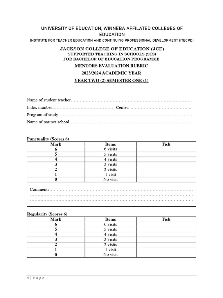 Mentors Eval Form Yr 2 Sem 1 - New | PDF | Human Communication | Teaching