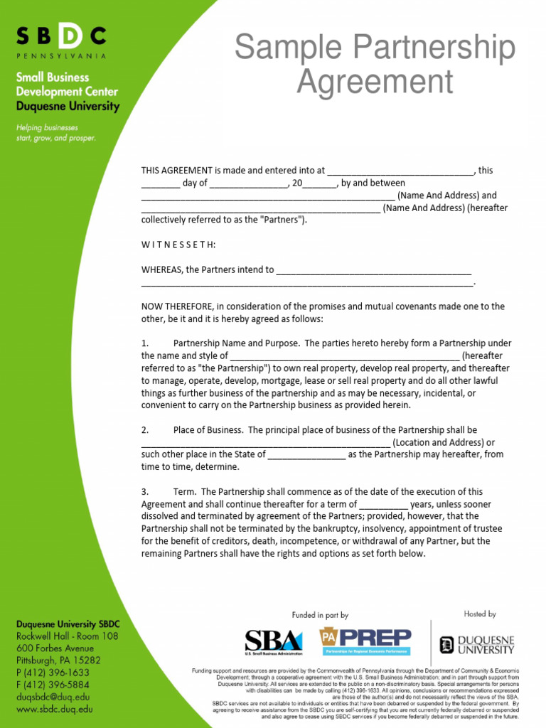 1 Sample Participation Agreement | PDF | Partnership | Private Law