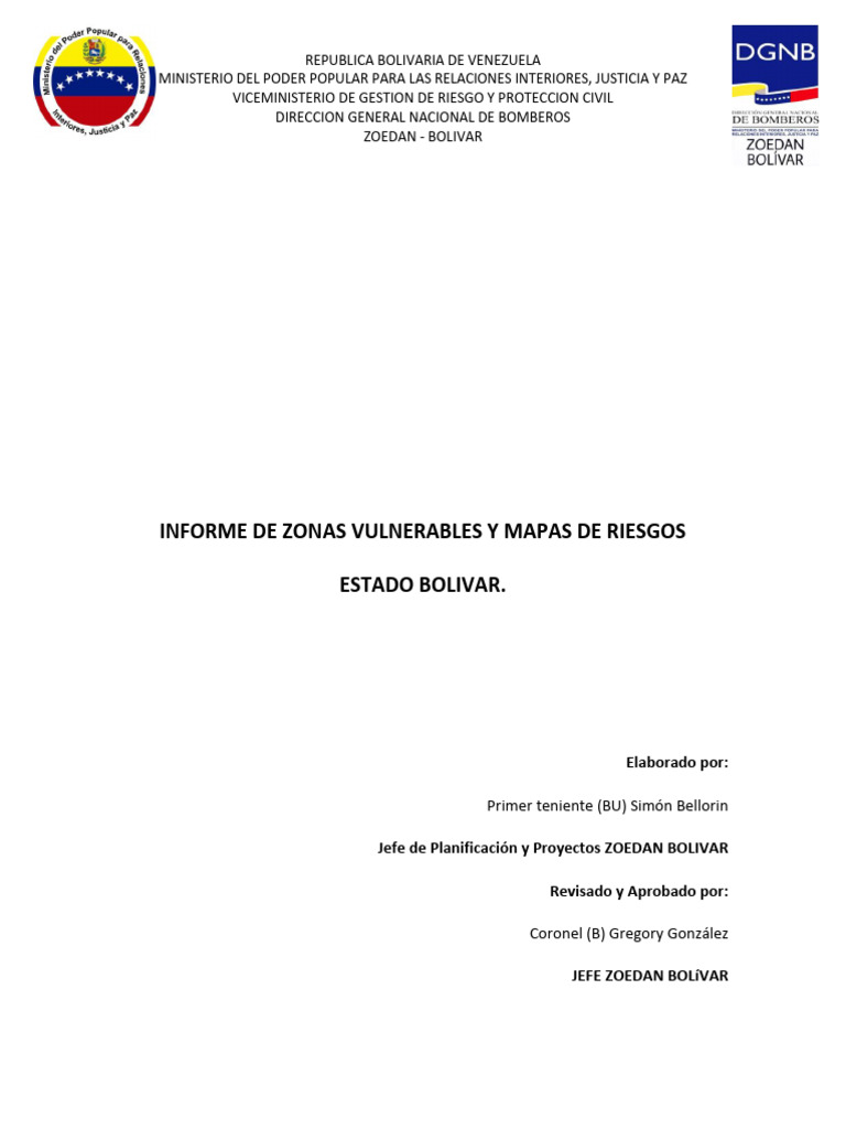 Informe de Vulnerabilidades y Mapas de Riesgo | PDF | Bombero | Venezuela