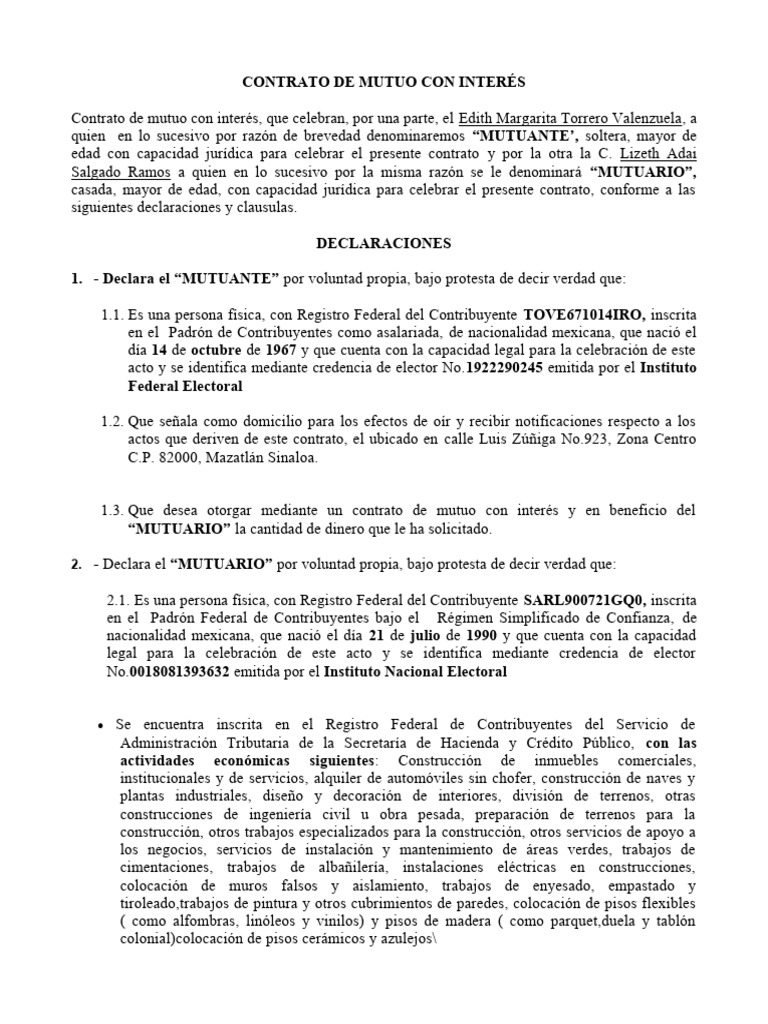 Contrato de Mutuo Con Interes Edith Iii | PDF | Derecho privado | Bancario