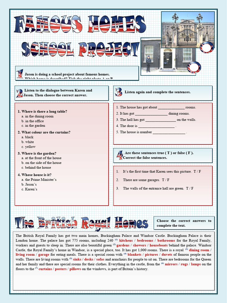 Famous Homes Shcool Project Listening and Vocabula Information Gap ...