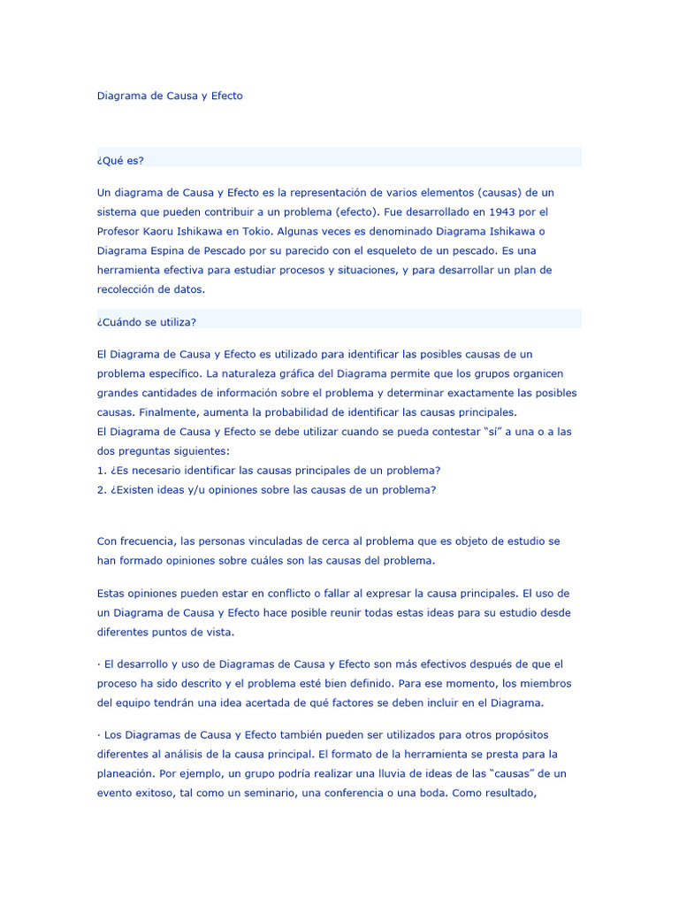 Diagrama de Causa y Efecto | PDF
