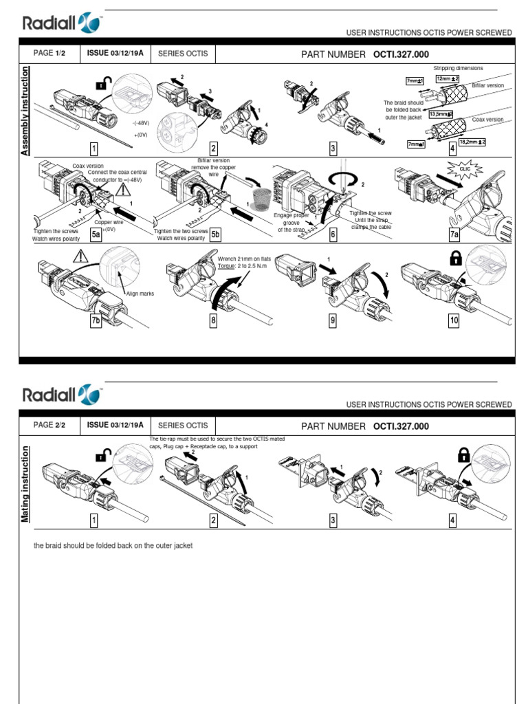 OCTIS Power Screw Guide | PDF | Coaxial Cable | Electrical Connector