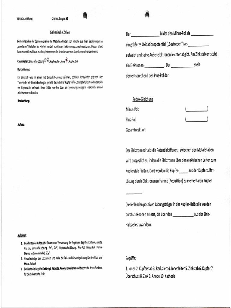 Galvanische Zellen | PDF