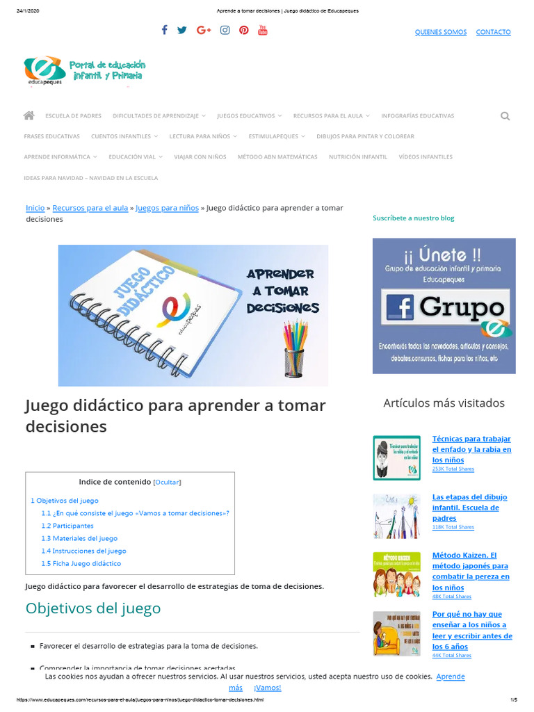 Aprende A Tomar Decisiones - Juego Didáctico de Educapeques | PDF | Aprendizaje | Toma de decisiones