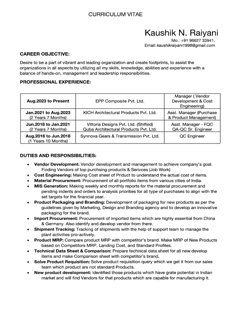 CV KAUSHIK 2023 - Compressed | PDF