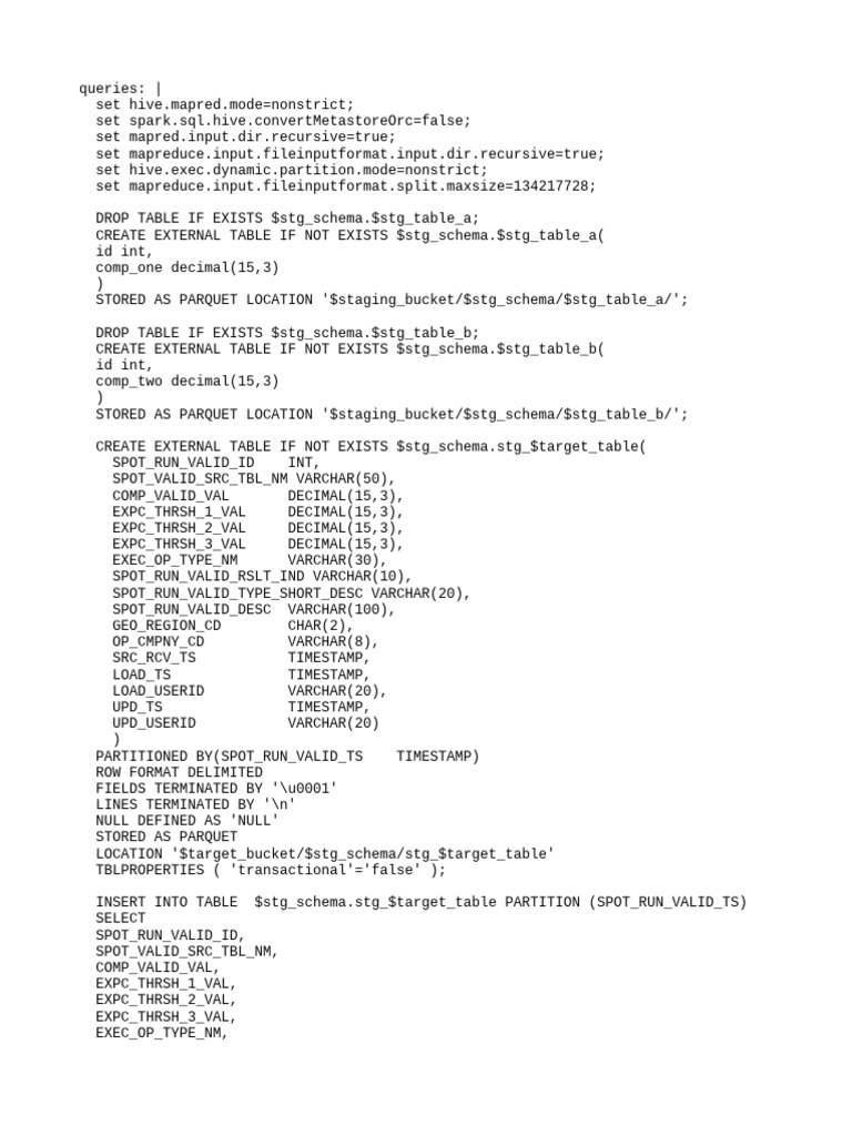 01 Inc MX Spot Run DL Tables Spot Run Valid RPT Create Tables | PDF | Data Management ...