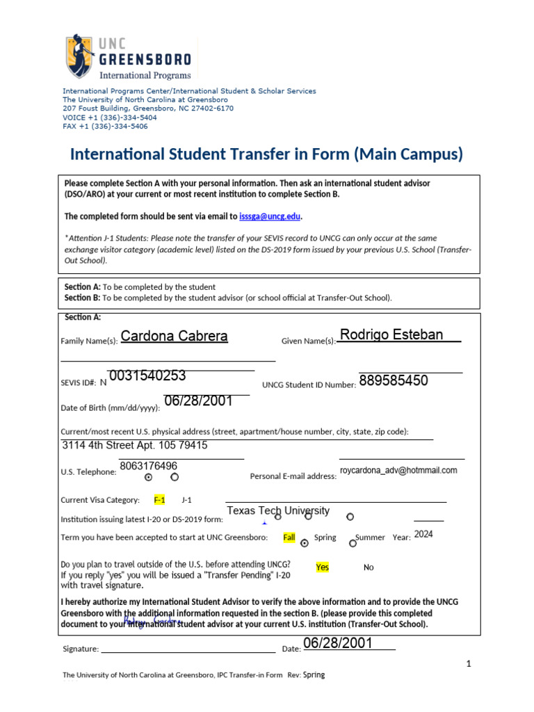 UPDATED International Transfer in Clearance Form (Main Campus) | PDF
