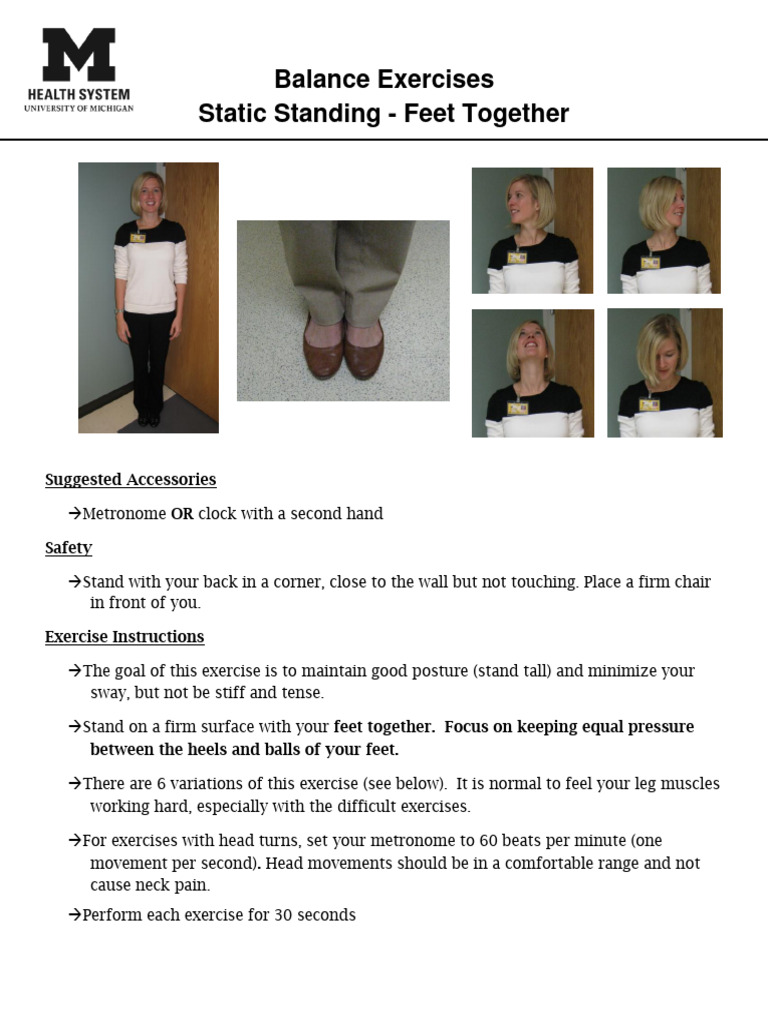 StaticStanding FeetTogether | PDF | Balance (Ability) | Clinical Medicine
