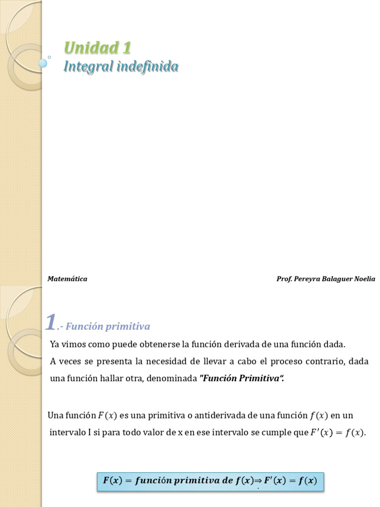 Clase Teórica - Integral Indefinida | PDF | Integral | Función (Matemáticas)