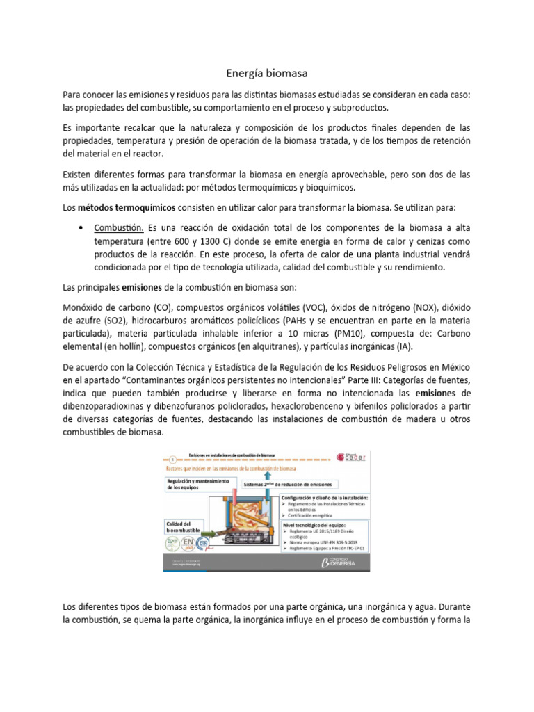 Energía Biomasa | PDF | Biomasa | Combustión