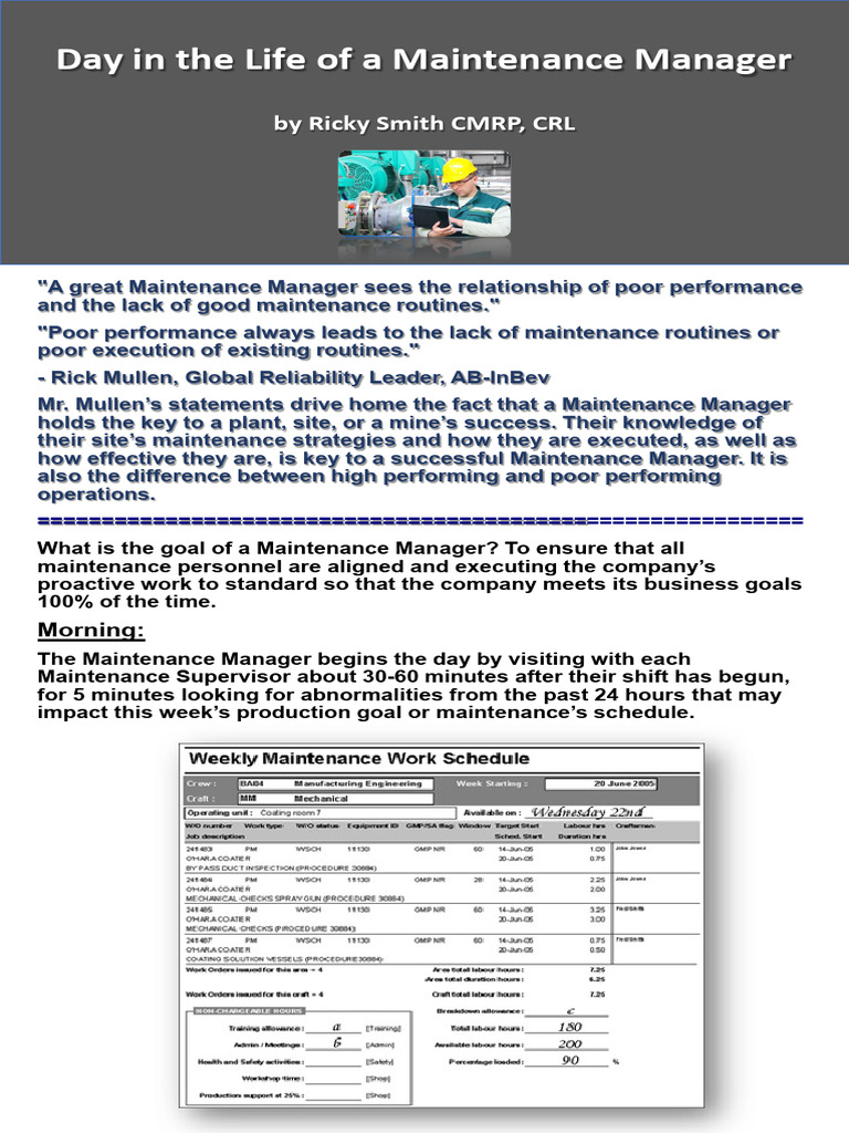 A Good Maintenance Manager | PDF | Business