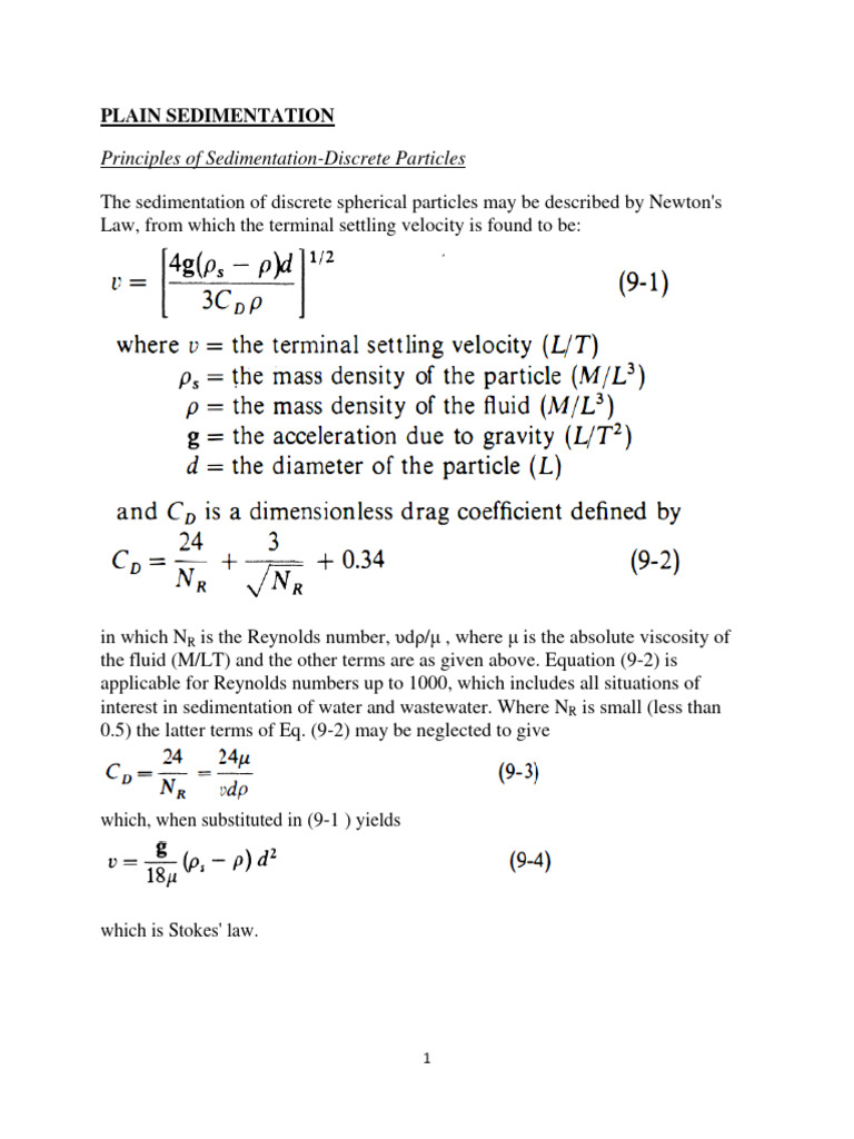 Lecture 6 Sedimentation | PDF | Mechanics | Applied And ...
