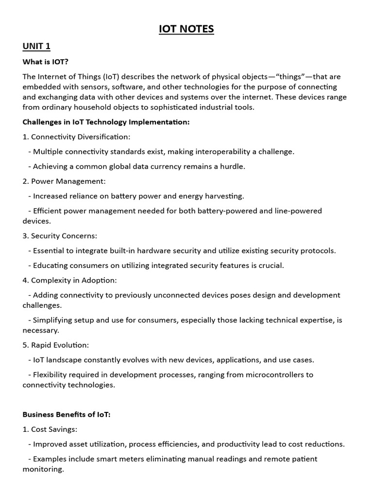 Iot Notes - Final | PDF | Internet Of Things | Routing