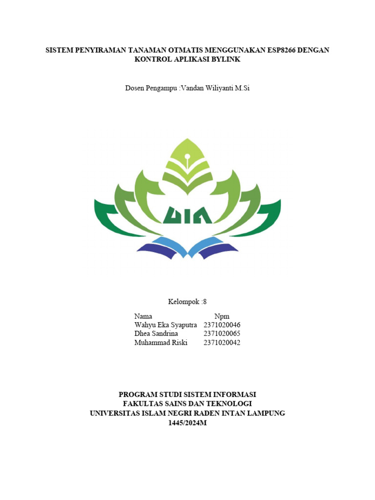 Sistem Penyiraman Tanaman Otmatis Menggunakan ESP8266 Dengan Kontrol ...