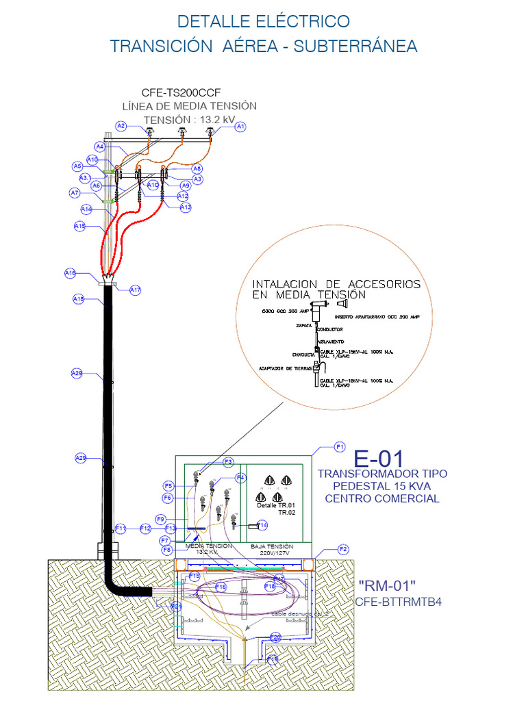 TRANSICION AÉREA SUBTERRANEA MEDIA TENSIÓN | PDF | Hormigón | Materiales