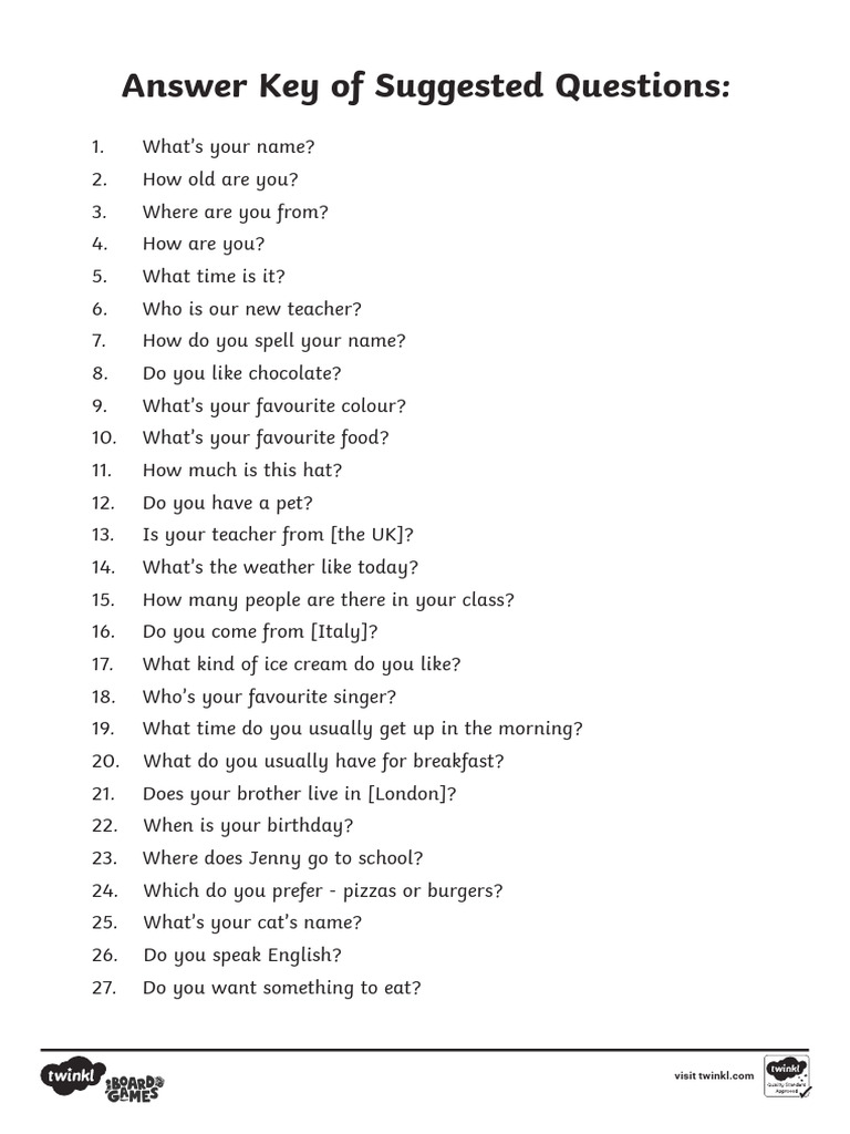 Answer Key of Suggested Questions | PDF