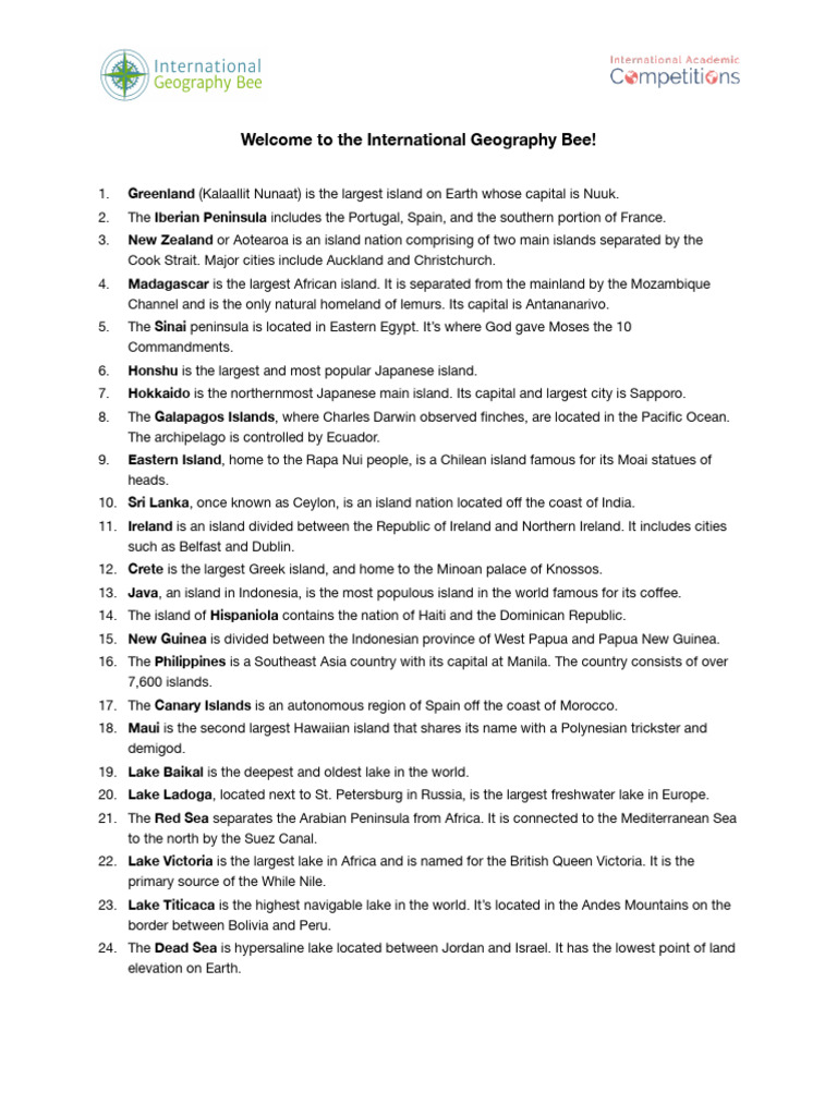 100 Geography Facts for Enthusiasts | PDF | Island | Europe