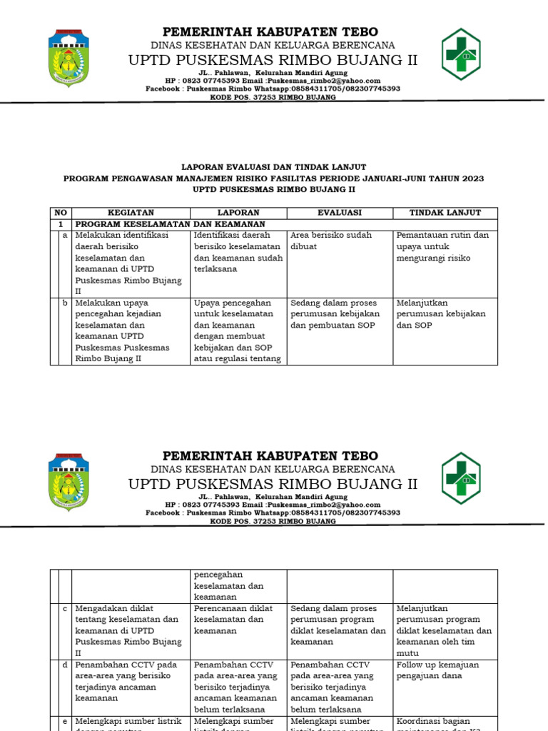 Laporan Evaluasi Dan Tindak Lanjut | PDF