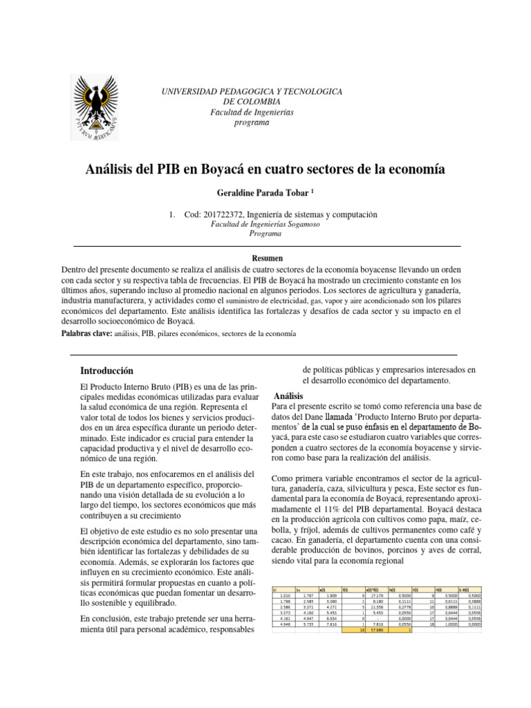 Análisis del PIB de Boyacá | PDF | Saneamiento | Agricultura