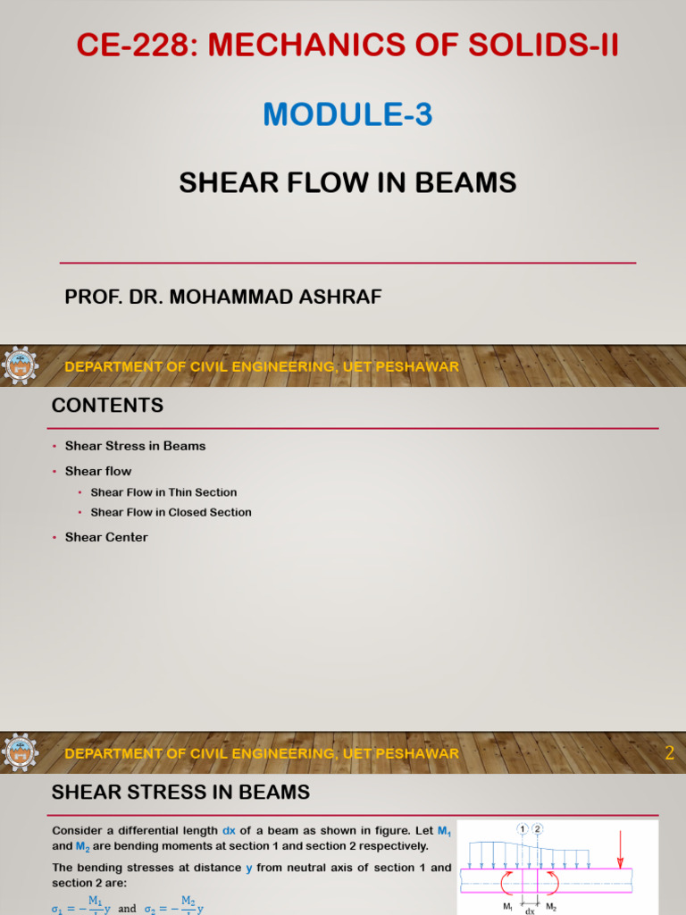 Module 3, Shear Flow | PDF | Bending | Beam (Structure)