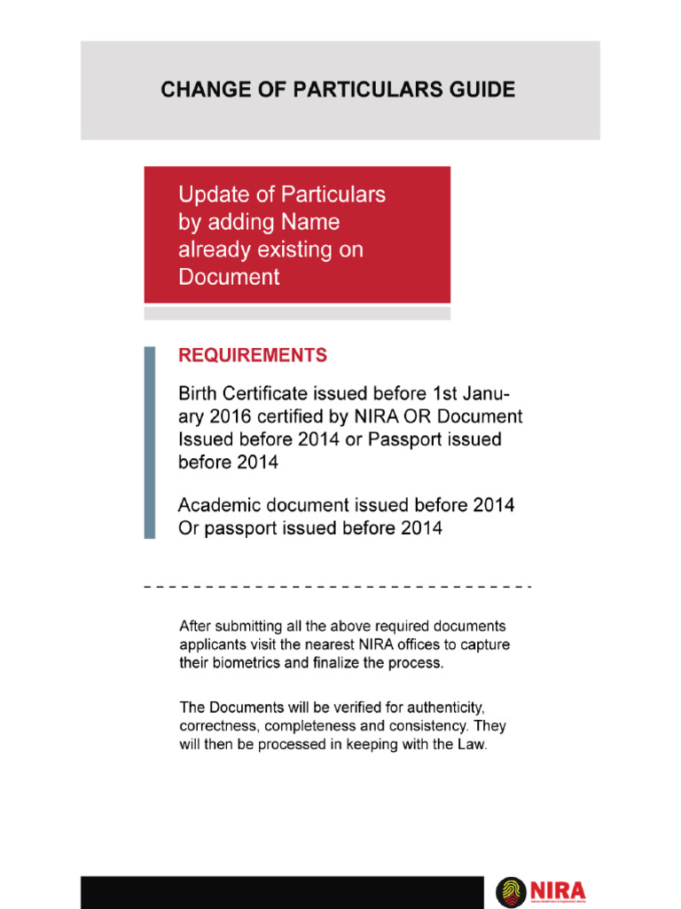 Change of Particulars | PDF