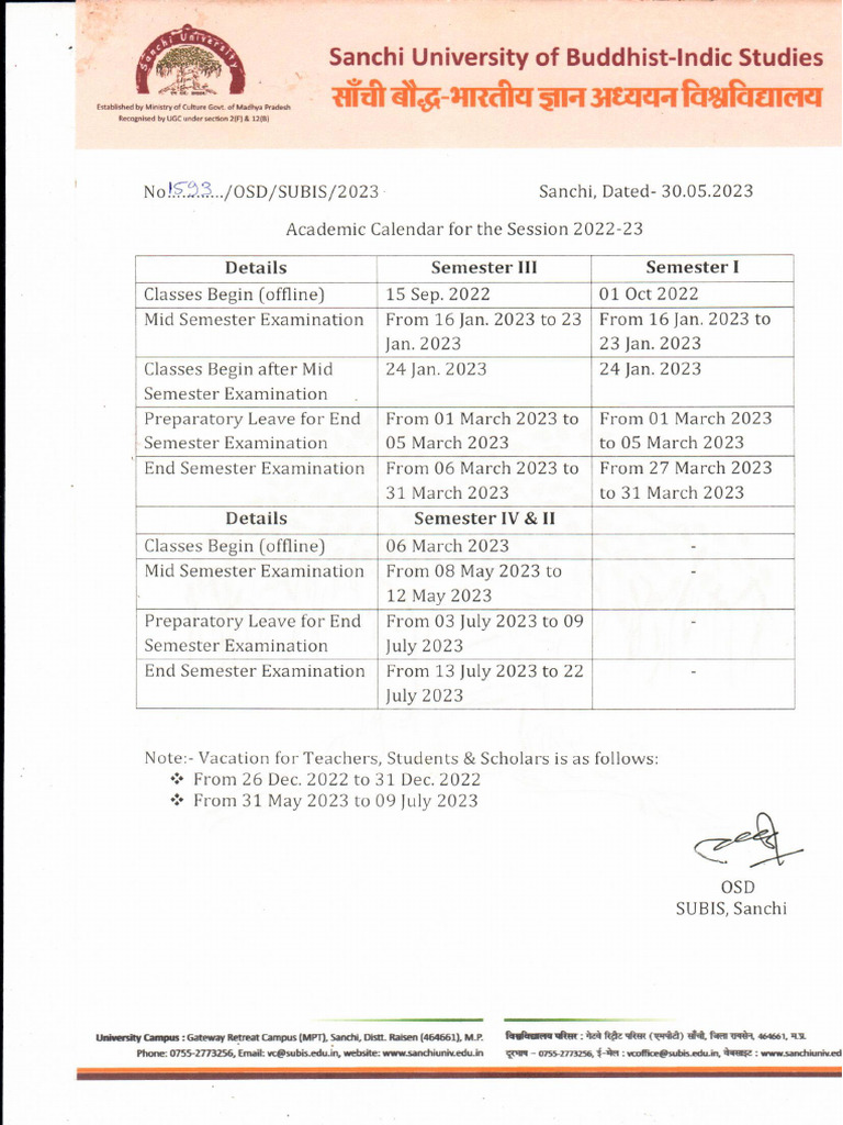 Academic Calender 2022-23 | PDF