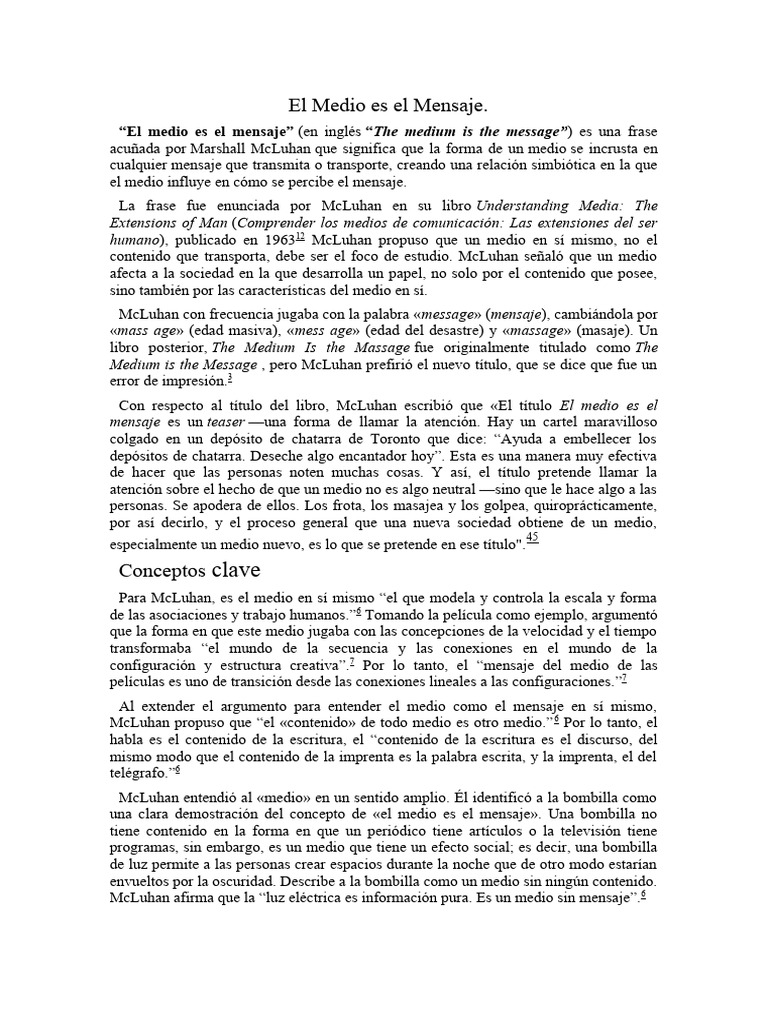 El Medio Es El Mensaje | PDF