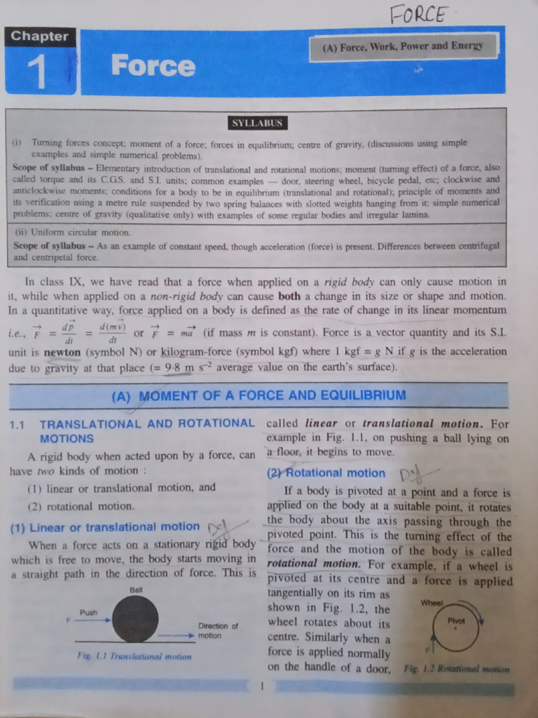 Chapter 1 Force Physics | PDF | Force | Rotation