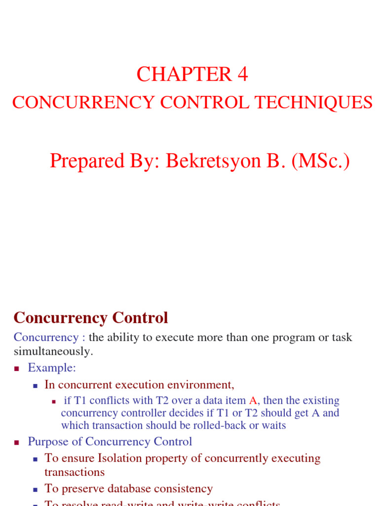 CH - 4 Concurrency Control Techniques | PDF | Database Transaction | Information Technology ...