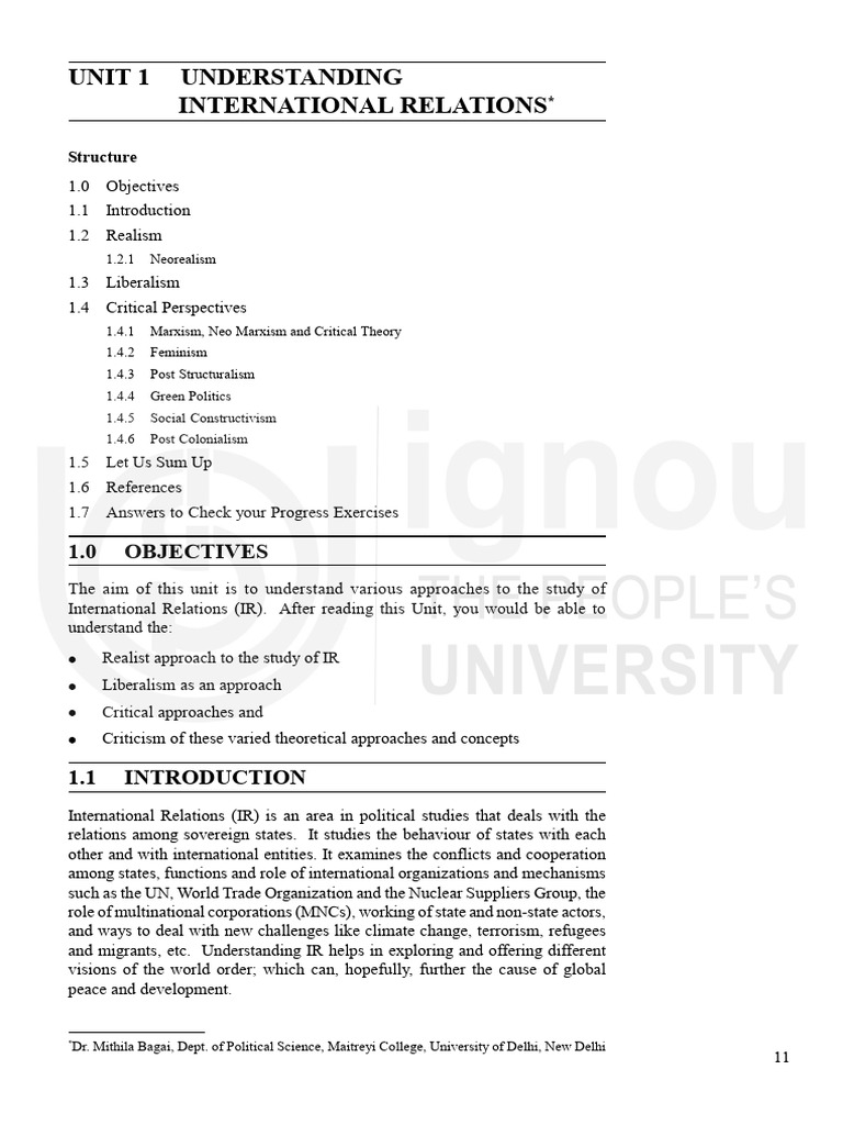 Unit 1 4 Pdf International Relations Liberalism