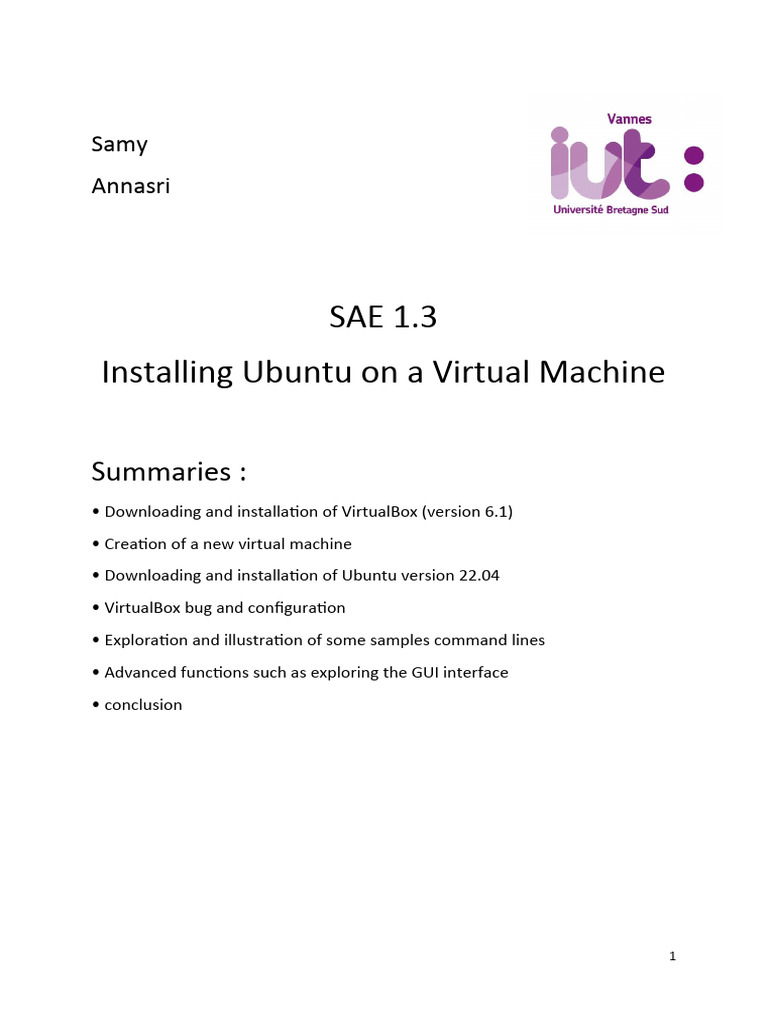 SAE 1.03-Virtual-Machine | Download Free PDF | Installation (Computer ...