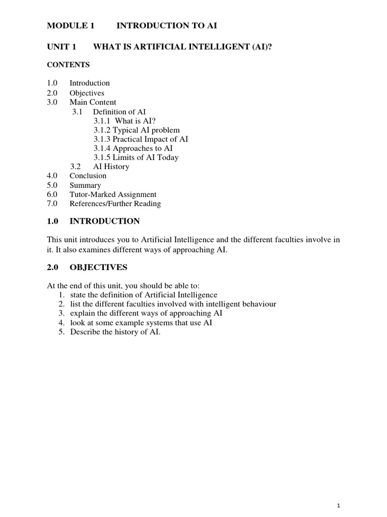 Module 1 Topic 1 | PDF | Artificial Intelligence | Intelligence (AI) & Semantics