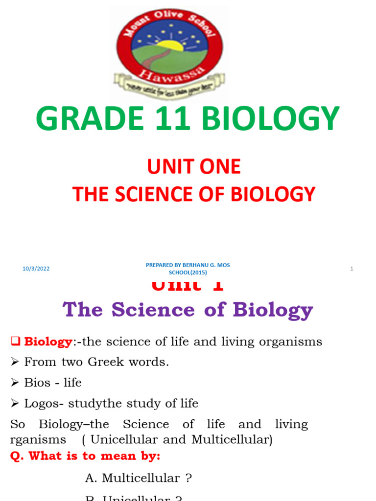 Grade 11 Bio-Unit-1 | PDF | Scientific Method | Experiment