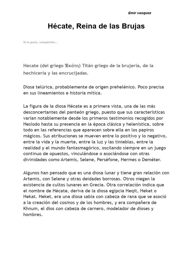 Hécate, Reina de las Brujas | PDF | Diosa | Perséfone