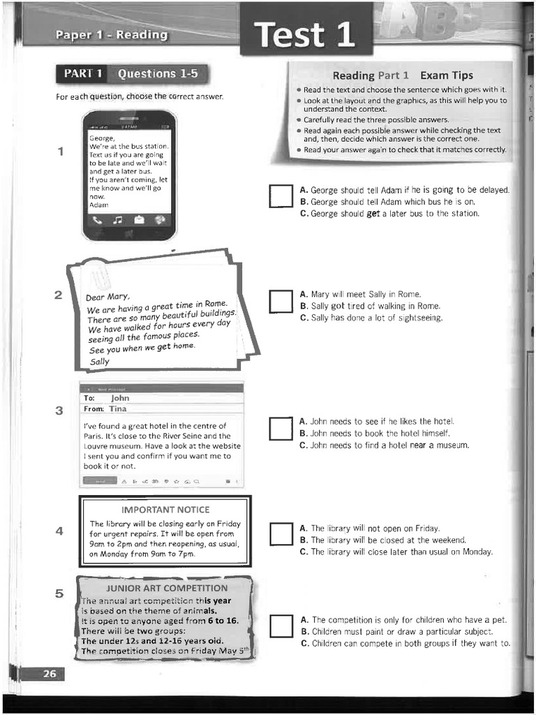 Reading Mock B1 For Schools | PDF