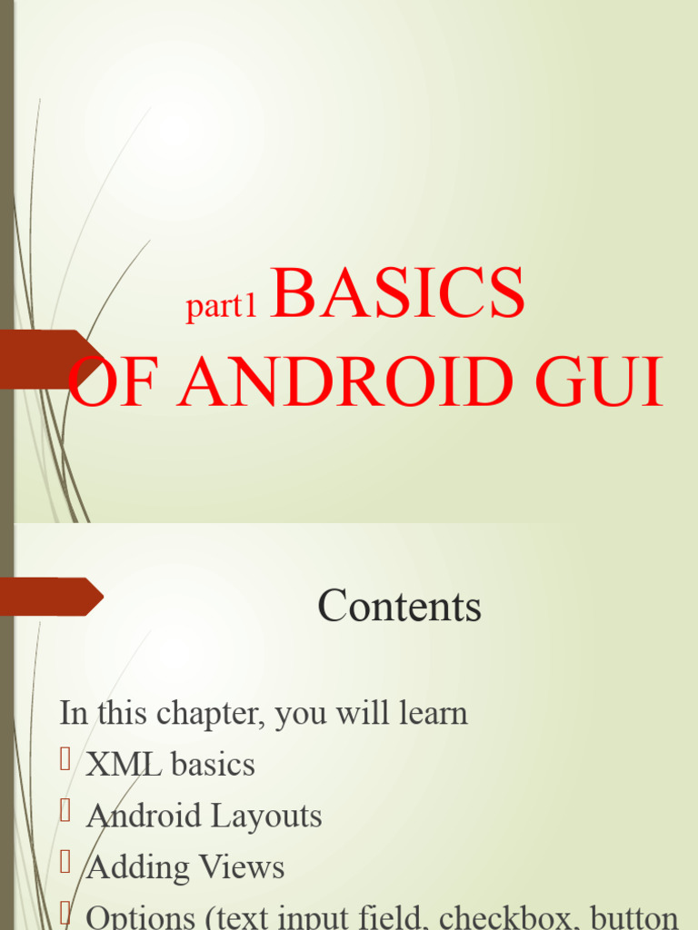 Unit 3 Android Basic GUI | PDF | Graphical User Interfaces | Page Layout Unit 3 Android Basic GUI | PDF | Graphical User Interfaces | Page Layout
