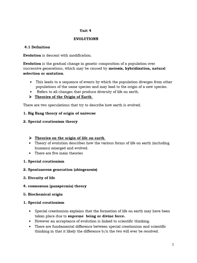 Unit 4 G 12 EVOLUTION | PDF | Evolution | Natural Selection
