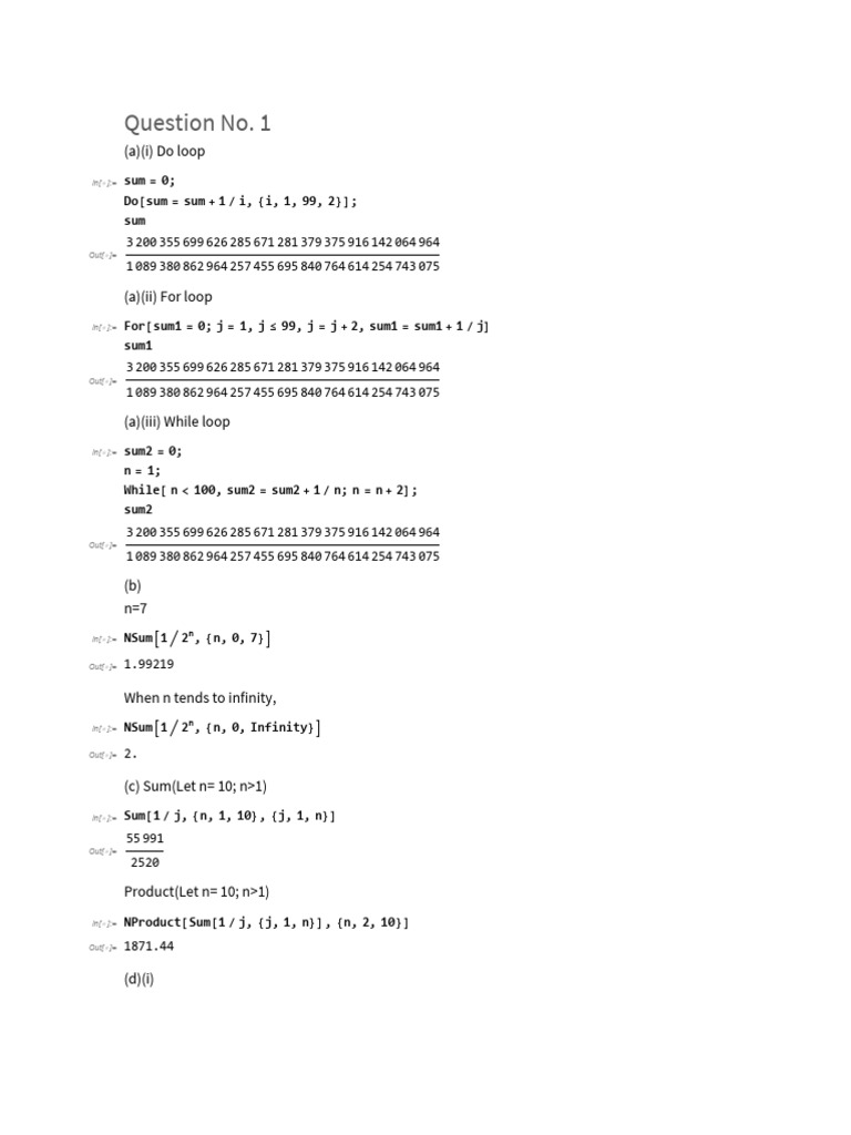 While Loop Examples in Mathematica | PDF | Control Flow