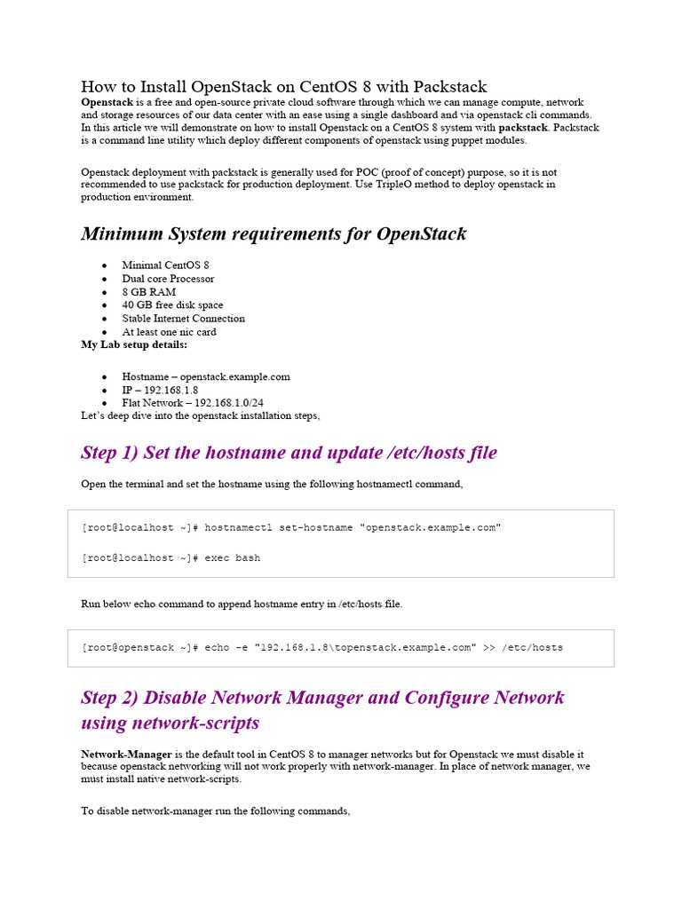 How To Install OpenStack On CentOS 8 With Packstack | PDF | Open Stack ...