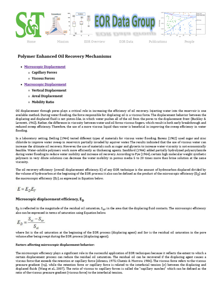 Enhanced Oil Recovery mechanisms of polymer application | PDF | Enhanced Oil Recovery | Viscosity