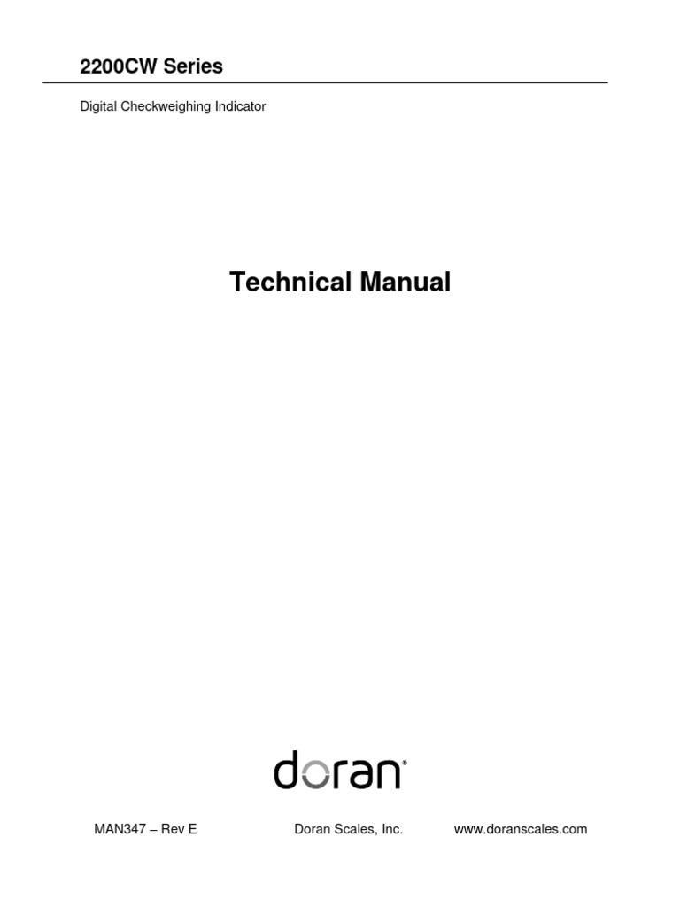 MAN0347-0E 2200CW Technical Manual | PDF | Weighing Scale ...